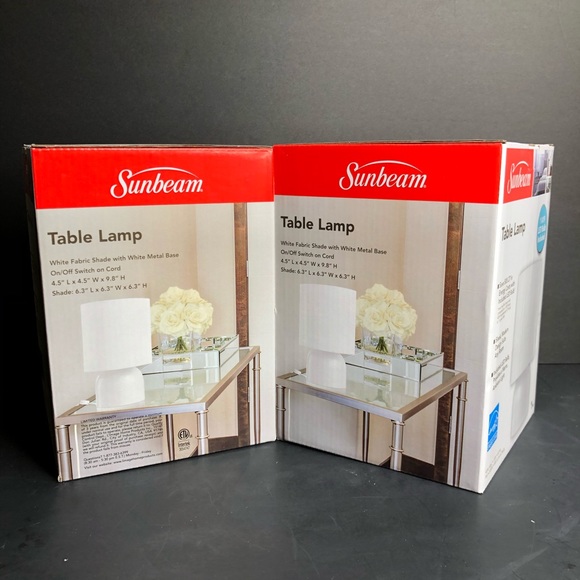 Sunbeam | Accents | 2 Sunbeam Led Table Lamps White Shade Nib | Poshmark